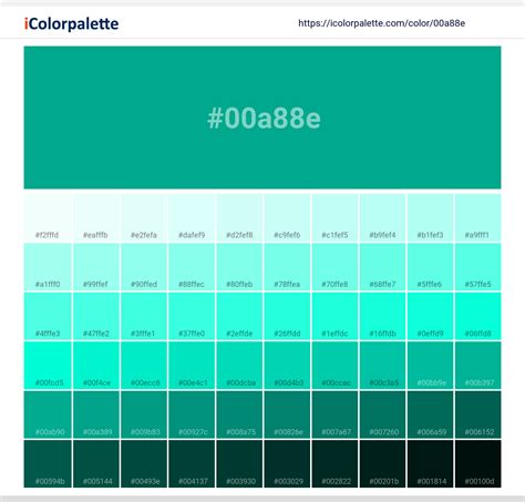 Pantone 16 5431 Tpg Peacock Green Color Hex Color Code 00a88e
