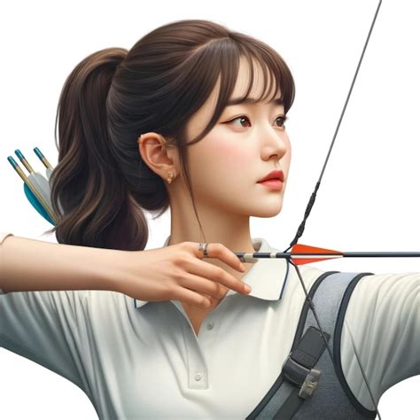 Premium Photo A Woman With A Bow And Arrow Pointing To The Right
