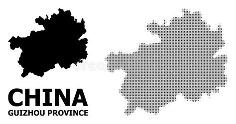 Vector Halftone Mosaic And Solid Map Of Guizhou Province Stock Vector