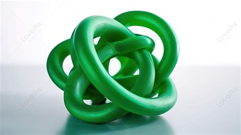 วัตถุสีเขียวแบบนามธรรม ผลงานชิ้นเอกที่พิมพ์ 3 มิติอันน่าทึ่งบนฉากหลังสีขาวบริสุทธิ์ ฉากงาน