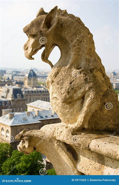 Closeup Of Gargoyle On The Notre Dame De Paris Stock Image Image Of