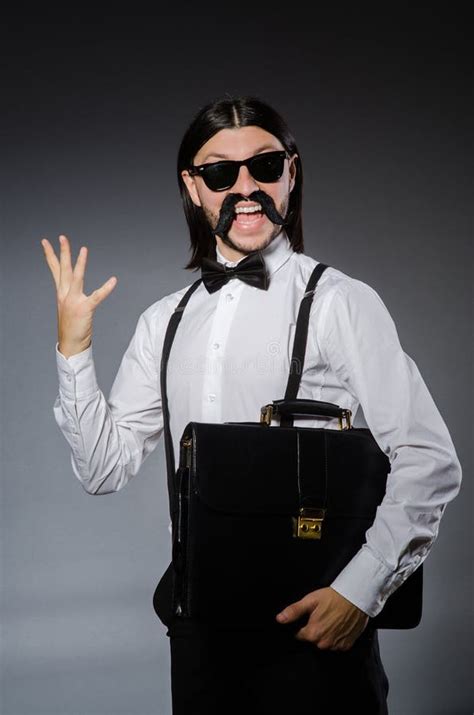 Man With Moustache And Sunglasses Against Gray Stock Image Image Of