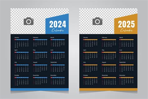 Premium Vector Wall Calendar 2024 And 2025 Template Design One Page