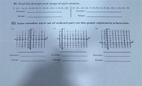 Solved B Find The Domain And Range Of Each Relation 1