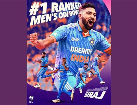 Indian Pacer Mohammed Siraj Grabs Top Spot In Icc Mens Odi Bowlers