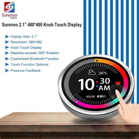 원형 회전 노브 Ips 직렬 Uart Ui Lcd 모듈 정전식 터치 패널 디스플레이 화면 스위치 키 21 인치 480