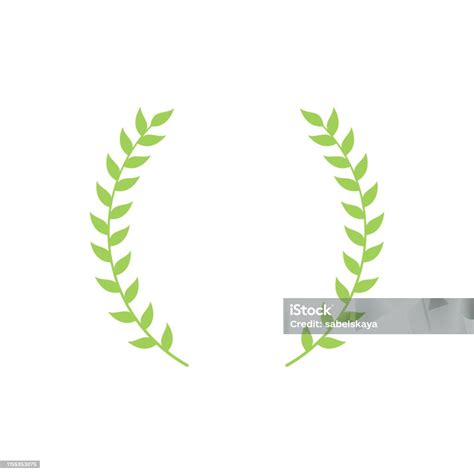 플랫 스타일의 두 월계관 분기의 녹색 실루엣에서 서클 프레임 경쟁에 대한 스톡 벡터 아트 및 기타 이미지 경쟁 기념일