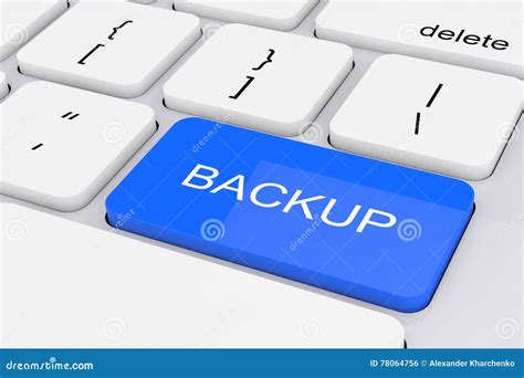 Blue Backup Key On White PC Keyboard 3d Rendering Stock Illustration