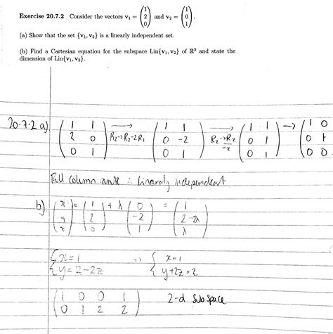 Vector Spaces Cartesian Equations For The Subspace Mathematics