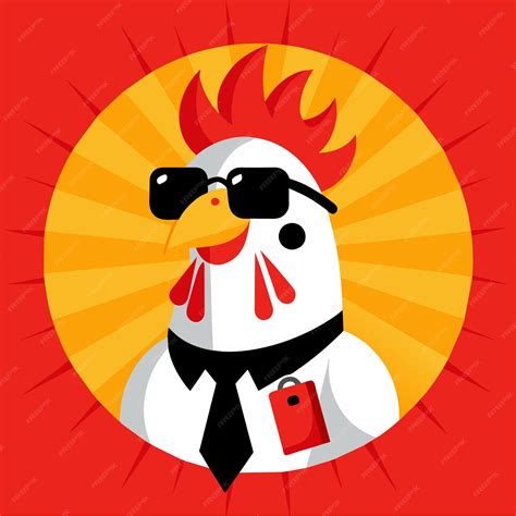 Premium Vector A Cartoon Of A Chicken Wearing Sunglasses And A Tie