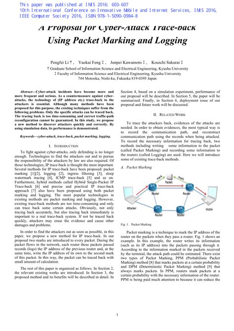 pdf a proposal for cyber attack trace back using packet marking and