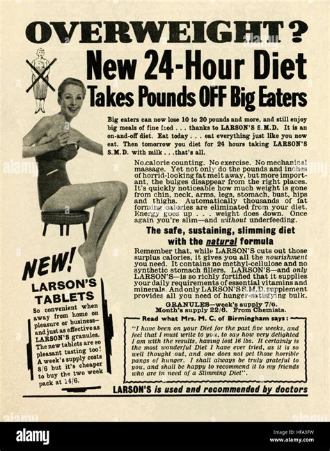 A 1959 Advert For Larsons Weight Loss Slimming Pills The Advert