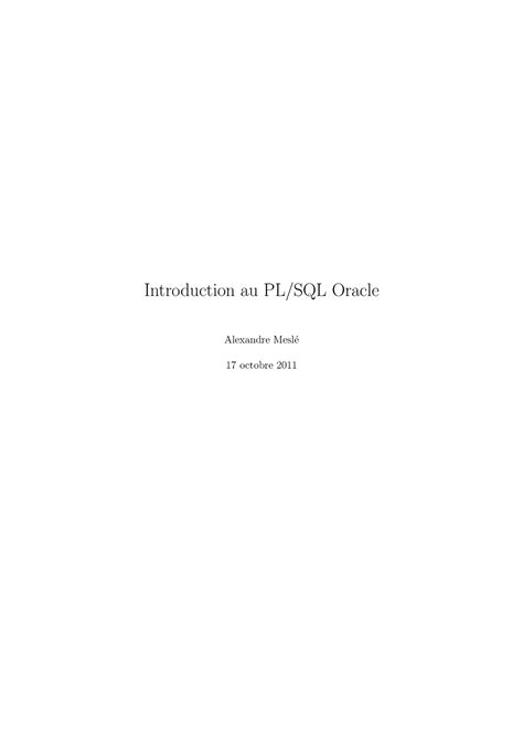Introduction To Plsql By Example