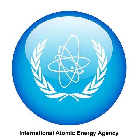 International Atomic Energy Agency Flag Button On White Background
