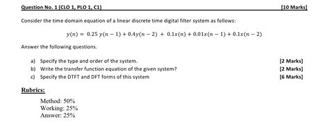 Solved Question No 1 Clo 1 Plo 1 C1 10 Marks Consider
