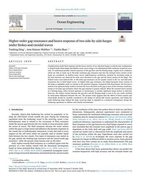 Pdf Higher Order Gap Resonance And Heave Response Of Two Side By Side