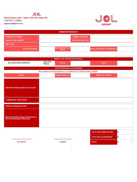 Ic Repair Work Order Template Es Pdf