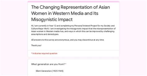 Pip Questionnaire Representation Of Asian Women In Western Media R