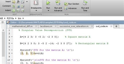 Singular Value Decomposition Svd Using Matlab Matlab Programming