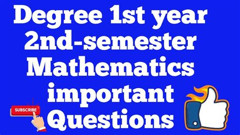 Degree St Year Nd Semester Maths Important Questions YouTube