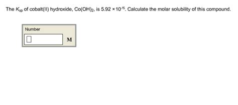 Solved The Ksp Of Cobalt Ii Hydroxide Co Oh 2 Is 5 92