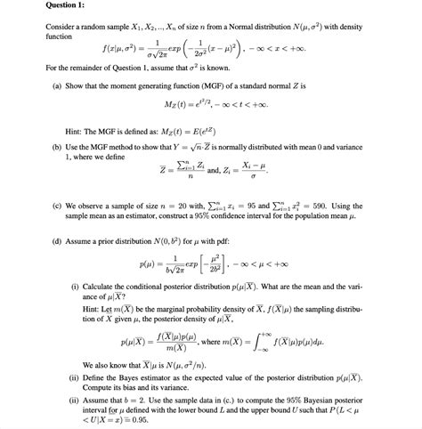 Solved Question Consider A Random Sample X X Xn Chegg Com