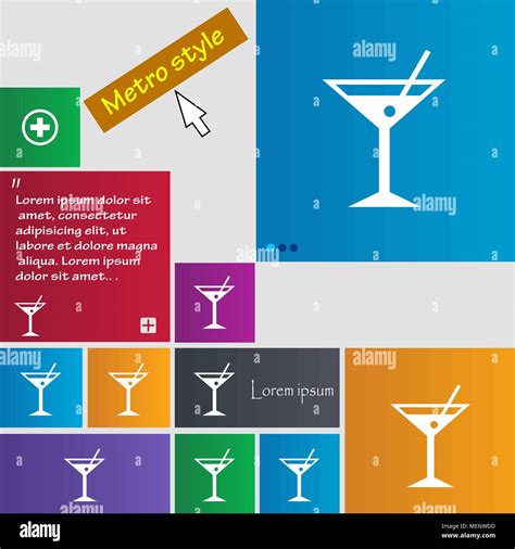 Cocktail Martini Alcohol Drink Icon Sign Buttons Modern Interface Website Buttons With Cursor
