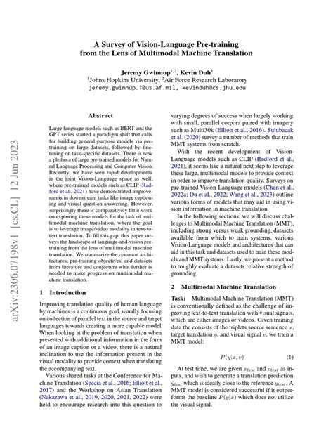 2 23 A Survey Of Vision Language Pre Training From The Lens Of Multimodal Machine