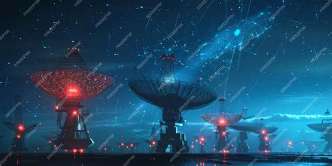 Premium Photo Huge Antennas Looking Into Space Generative Ai