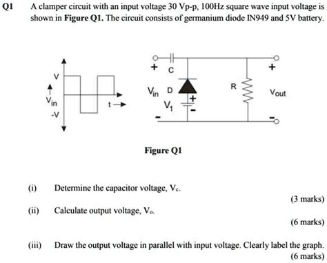 Solved A Clamper Circuit With An Input Voltage Of 30 Vp P And A 100hz Square Wave Input Voltage