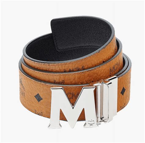 Mcm Claus Adjustable Reversible Belt Cognac Silver Buckle