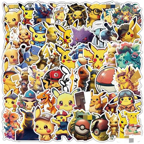 50 Pokémon Stickers Pikachu Charizard And More Waterproof Cute Vinyl