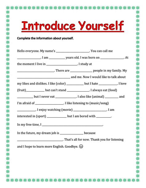 Introducing Yourself Interactive And Downloadable Worksheet You Can Do The Exercises Online Or