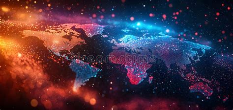 Exploring A Vibrant 3D Digital Map Illuminated By Colorful Dots Stock
