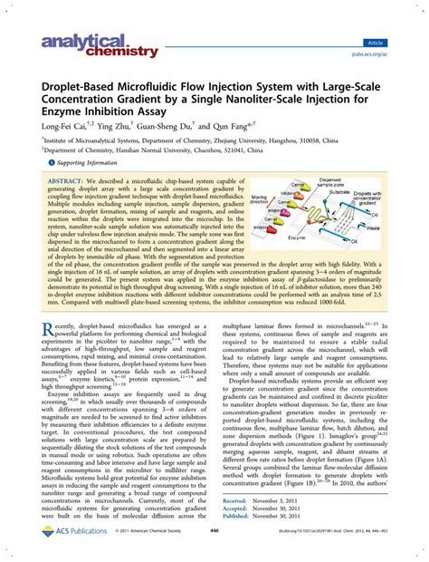 Pdf Droplet Based Microfluidic Flow Injection System With Large Scale