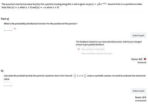 Solved The Quantum Mechanical Wave Function For A Particle Chegg