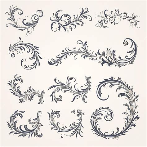 Premium Vector Flourish Vignette Scroll Victorian Curl Swirl Tattoo