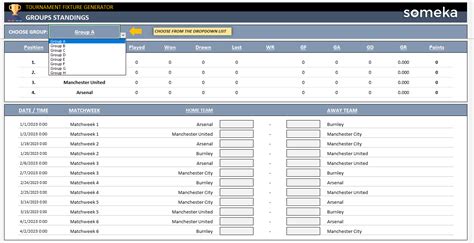 Tournament Template Excel