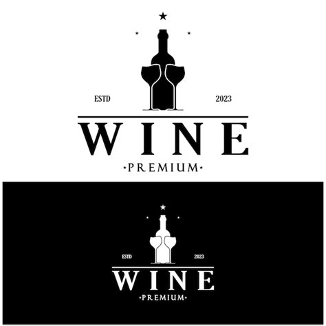 Logotipo De Vino Con Copas De Vino Y Botellas Para Discotecas Bares