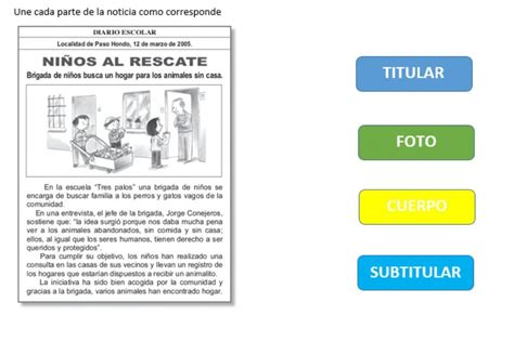 Partes De La Noticia Interactive Exercise Partes De La Nota