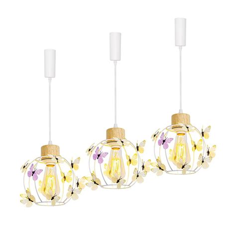 FSLiving Adjustable Wire Length H Type Track Pendant Light E Wood Base White Hollow Shade With