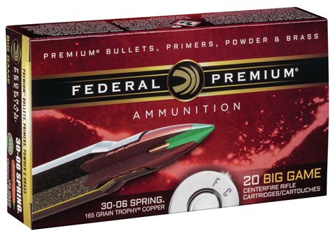 Federal P3006tc2 Premium 30 06 Springfield 165 Gr Trophy Copper Tc 20