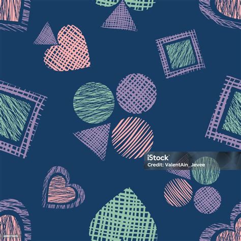 카드 놀이의 아이콘으로 원활한 벡터 기하학 패턴입니다 손으로 배경 질감된 기하학적 그림 그려 포장 웹 배경 벽지 파스텔 그래픽 일러스트 템플릿 가능성에 대한 스톡 벡터 아트