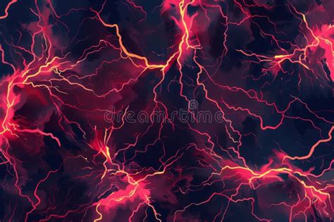 Stream Of Red Lightning Strikes Comic Book Pattern Generative Ai