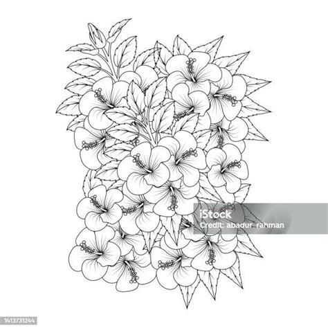 라인 아트 스트로크가있는 히비스커스 꽃 그림의 낙서 색칠 페이지 무궁화에 대한 스톡 벡터 아트 및 기타 이미지 무궁화 일러스트레이션 0명 Istock
