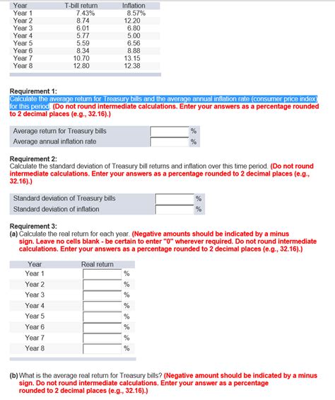 solved calculate the average return for treasury bills and