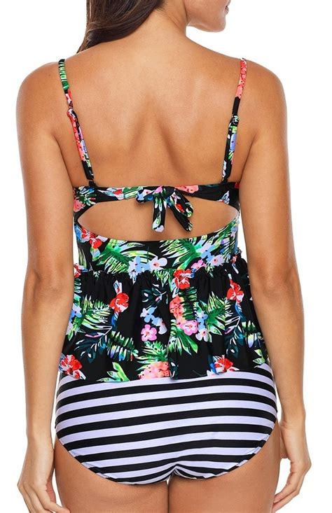 Traje De Baño Tankini Peplum Tallas Extras Floreado Moderno Meses Sin