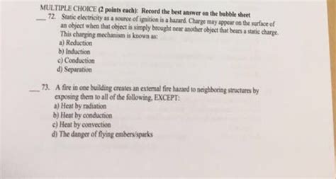 Solved MULTIPLE CHOICE 2 points each): Record the best | Chegg.com