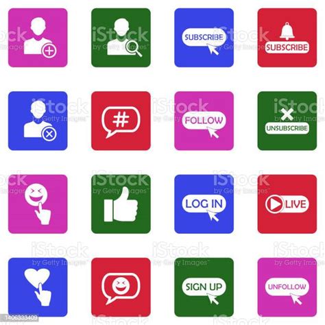 소셜 미디어 아이콘입니다 광장에서 백색 평면 디자인입니다 벡터 일러스트입니다 Brand Name Online Messaging