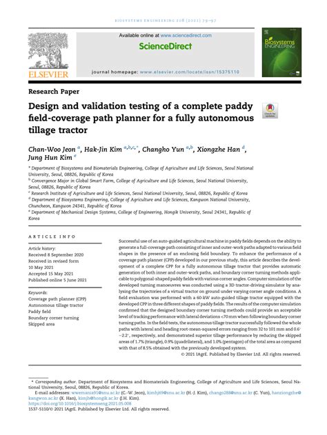 PDF Design And Validation Testing Of A Complete Paddy Field Coverage
